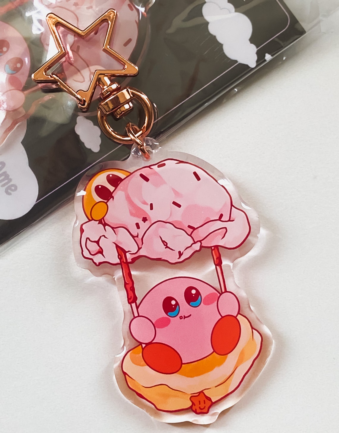 Kirby Flying Pancake Keychain fanmade - Etsy