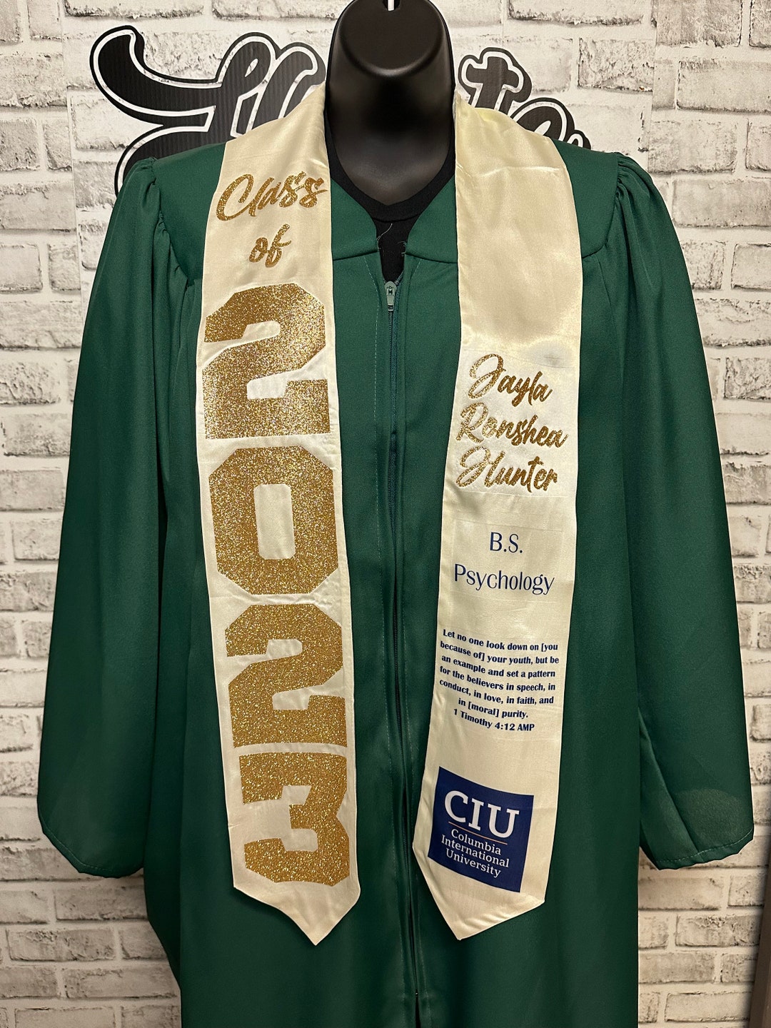 Custom Graduation Stole- With Glitter Vinyl - Etsy