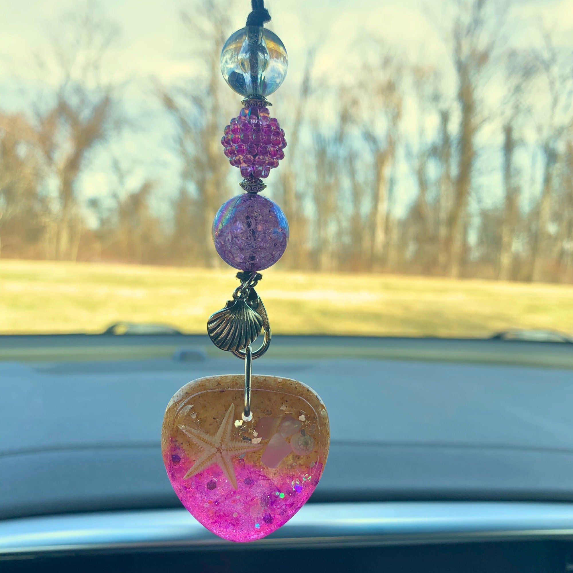Beach Car Charm, Rearview Mirror Ornament, Car Mirror Charm, Car ...