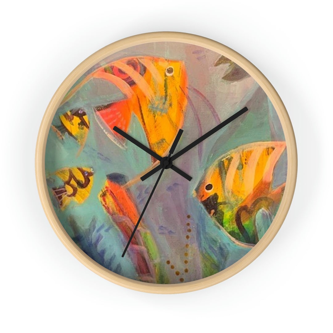Tropical Fish Wall Clock, Ocean Inspired, Beach House Art, Indoor Beach ...