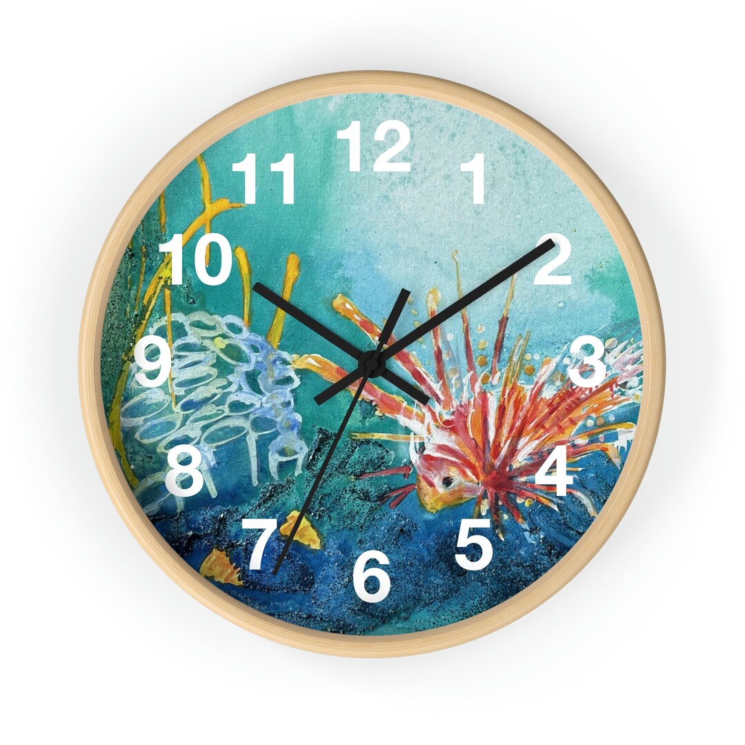 Lion Fish Wall Clock white Numbers - Etsy