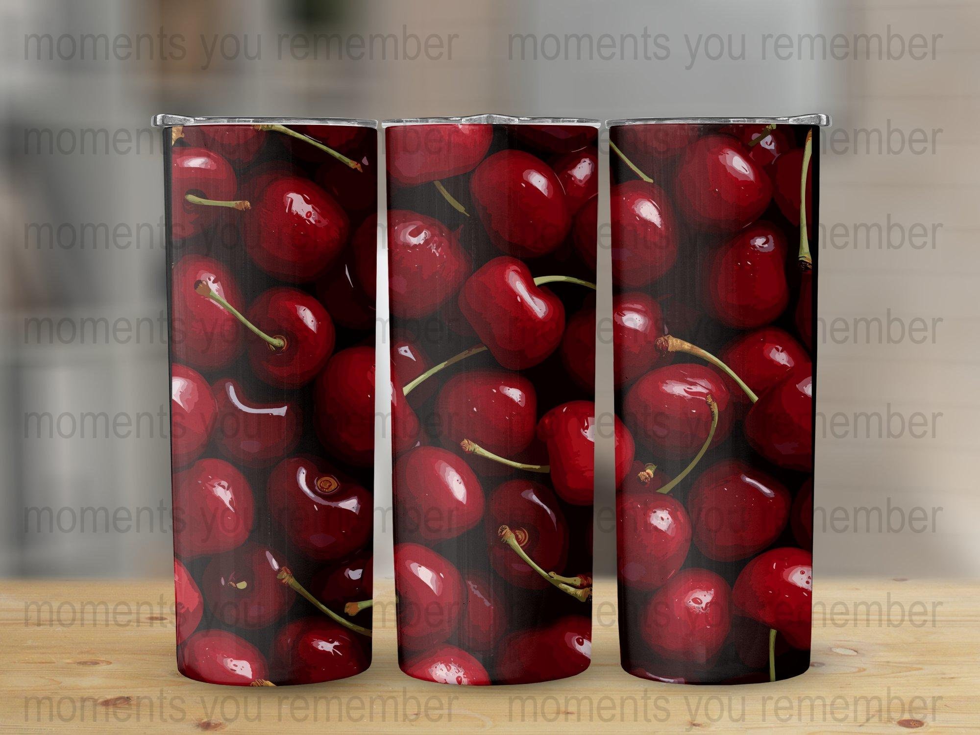 Dark Red Cherries Skinny Tumbler 20 Oz Sublimation Design - Etsy