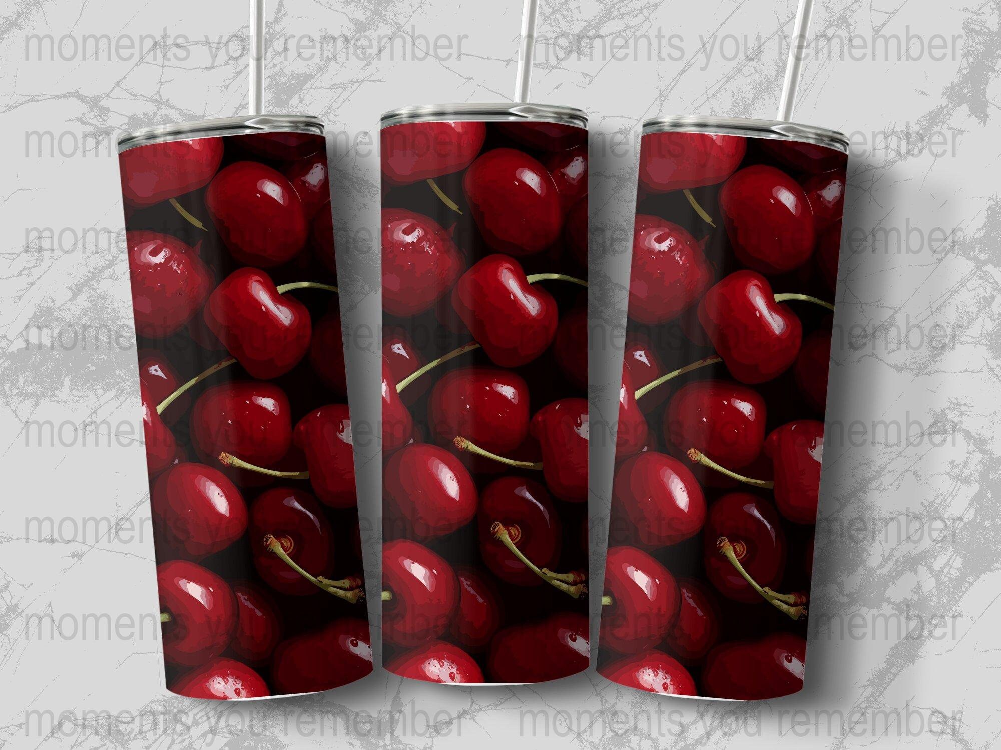 Dark Red Cherries Skinny Tumbler 20 Oz Sublimation Design - Etsy