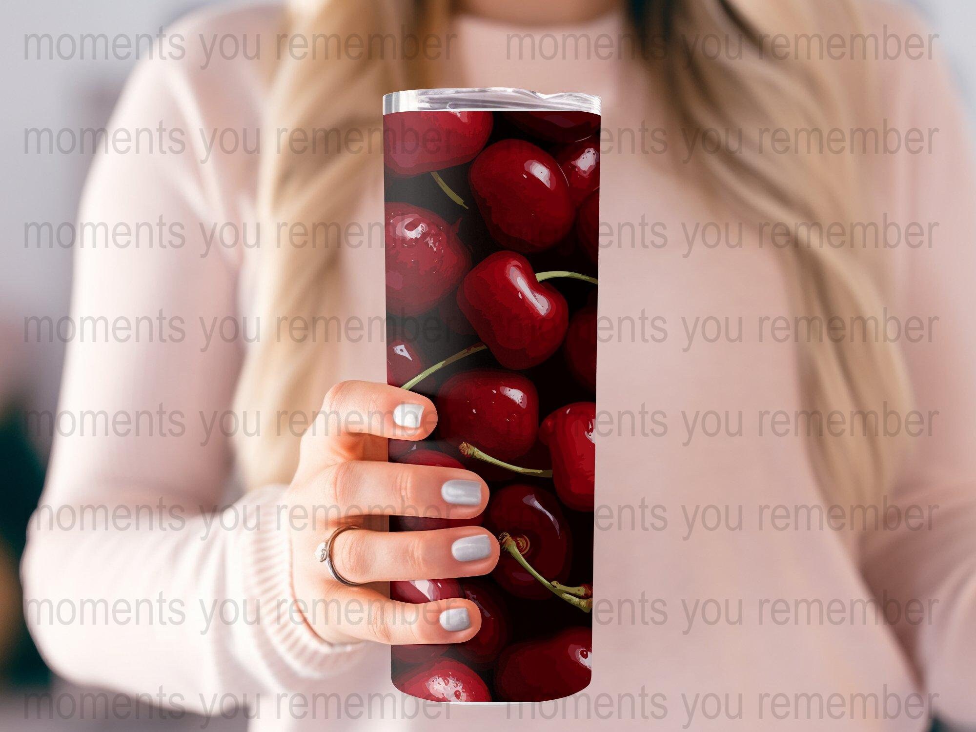 Dark Red Cherries Skinny Tumbler 20 Oz Sublimation Design - Etsy