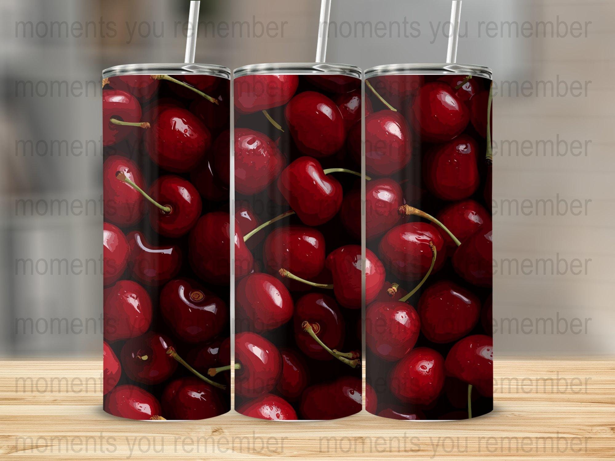 Dark Red Cherries Skinny Tumbler 20 Oz Sublimation Design - Etsy