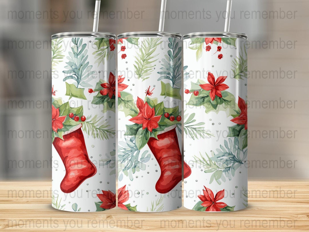 Red Stockings With Holly Skinny Tumbler 20 Oz Sublimation - Etsy
