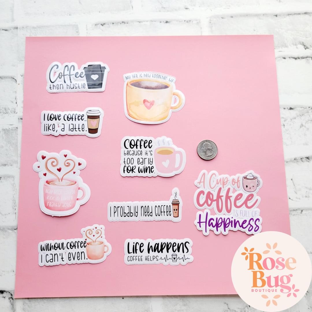 Coffee Lover Sticker Pack, Coffee Stickers, Vinyl Sticker Pack, Water ...