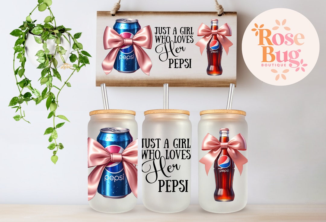 Pepsi Girl Glass Can, Pepsi Girl Gift, 16oz Glass Can Cup, Pepsi Lover ...