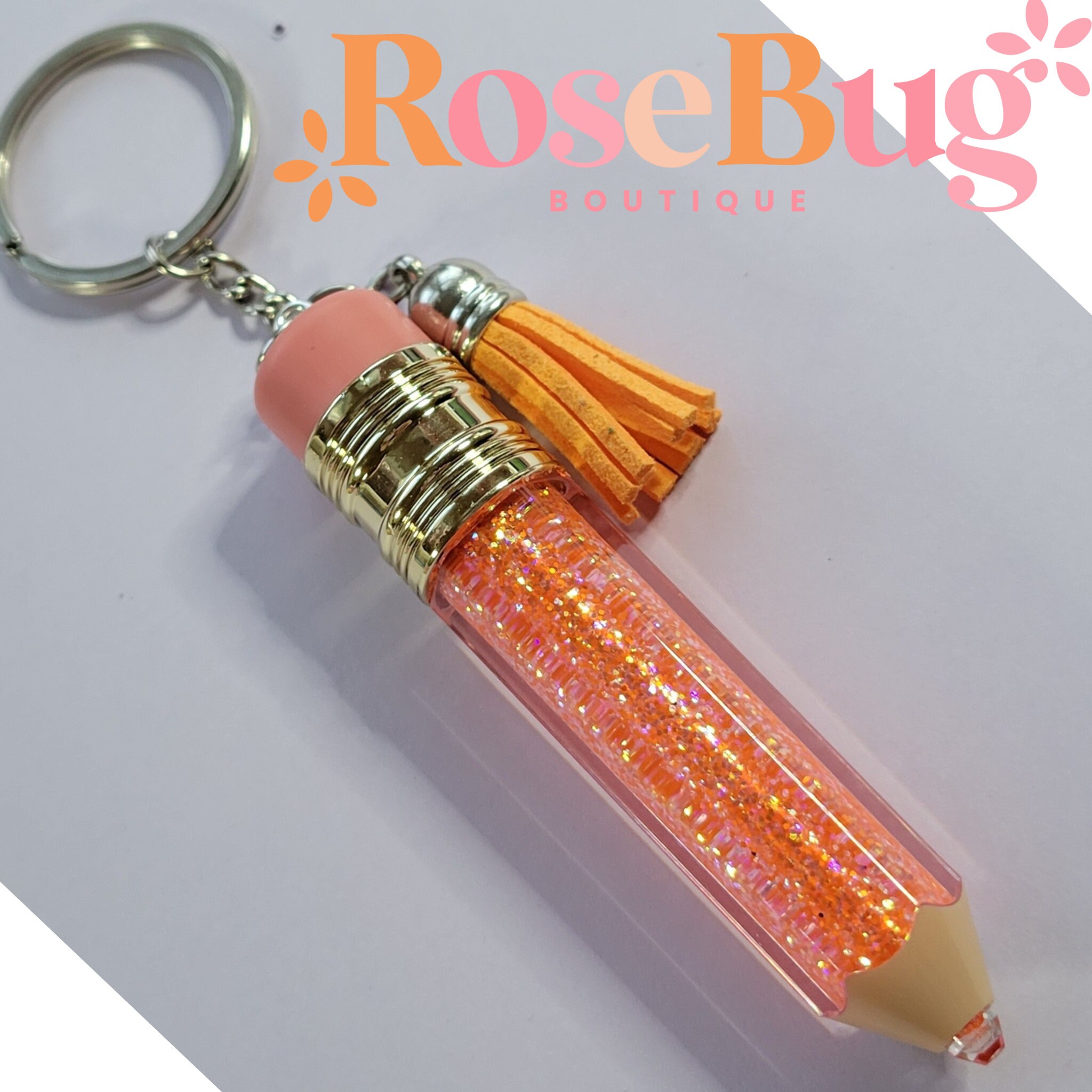 Personalized Neon Glitter Acrylic Pencil Keychain Sparkling - Etsy