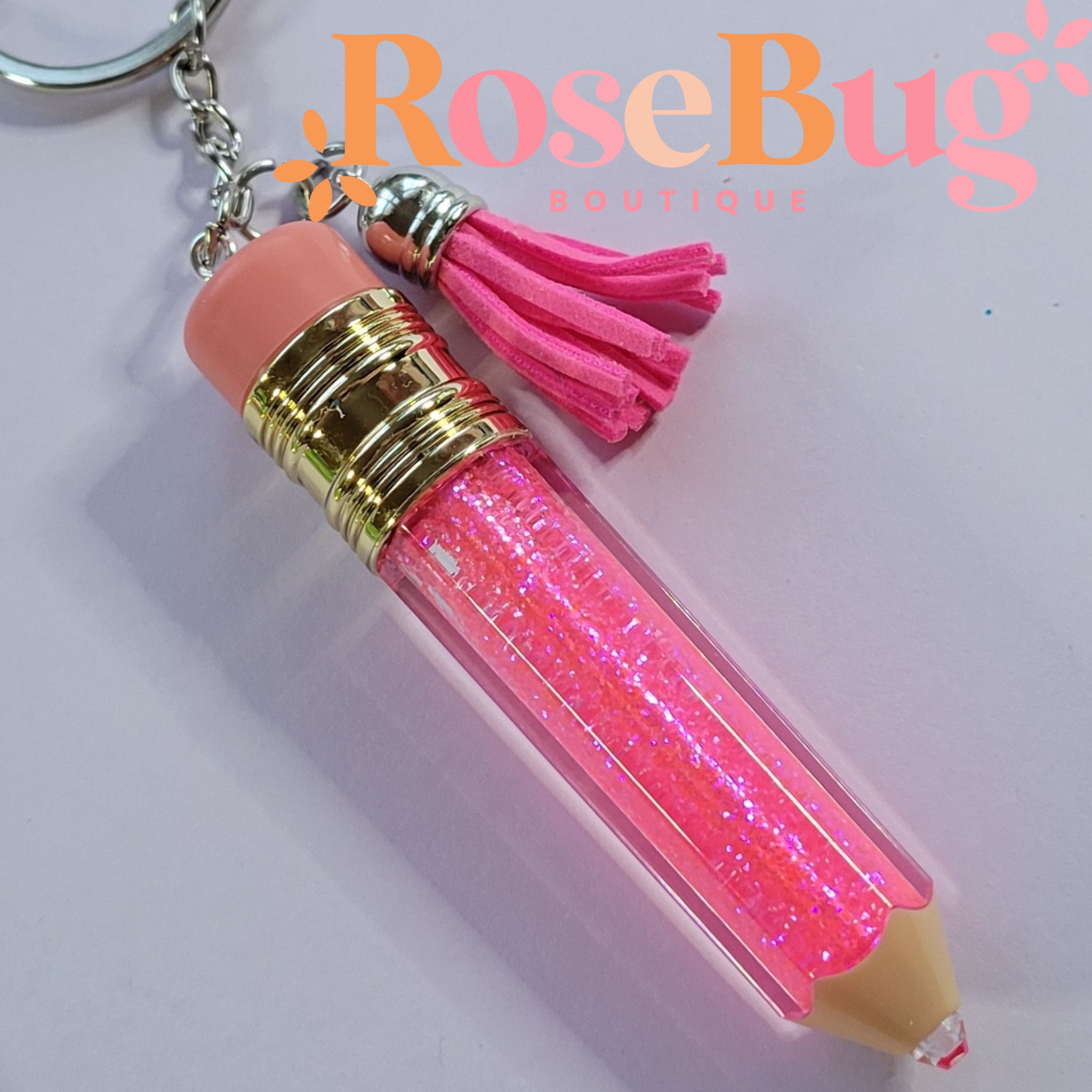 Personalized Neon Glitter Acrylic Pencil Keychain Sparkling - Etsy