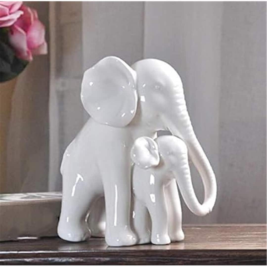 Ceramic Elephant Mother and Baby Elephant Hand in Hand High - Etsy