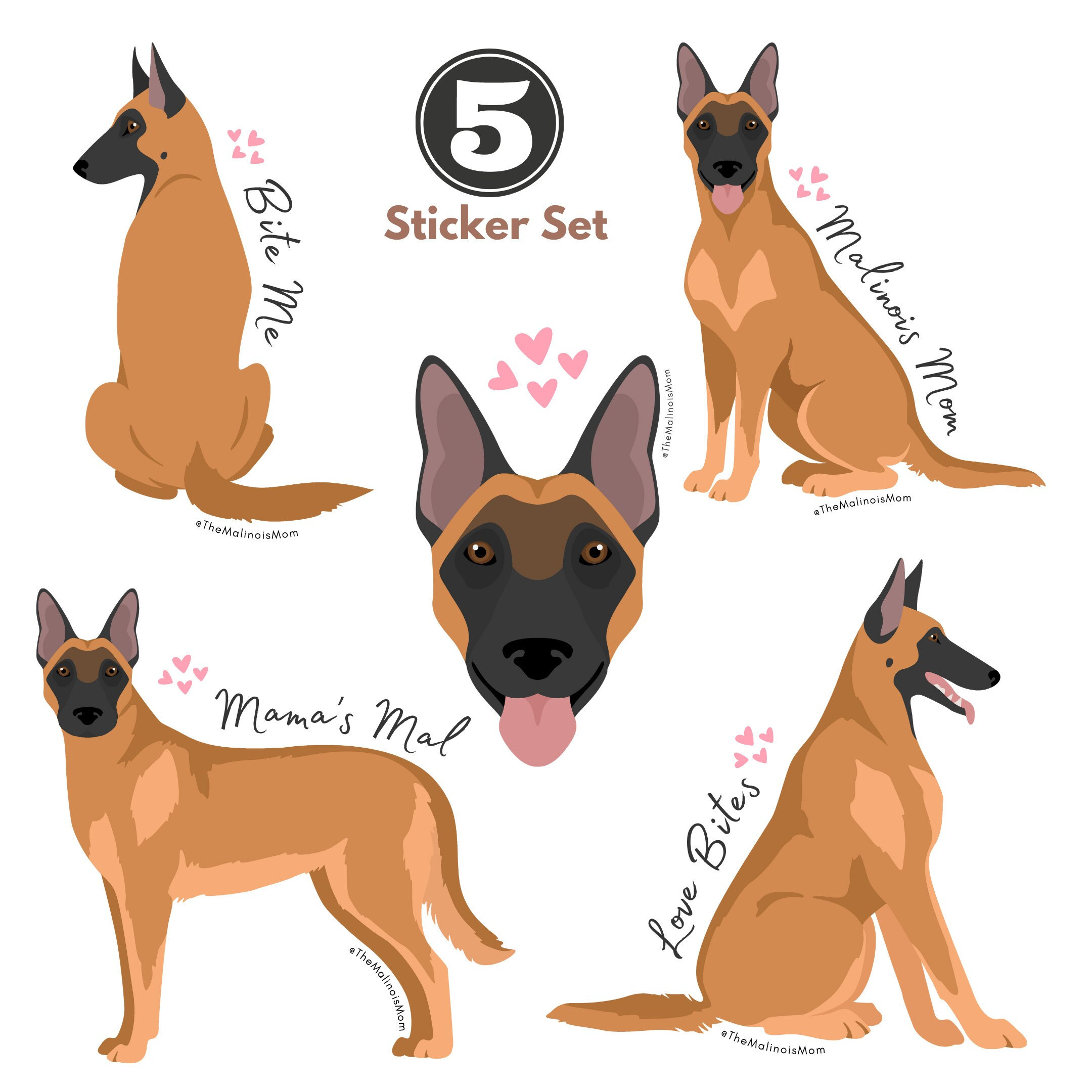 Belgian Malinois Sticker, Mama's Mal, Vinyl Weatherproof, Shepherd ...