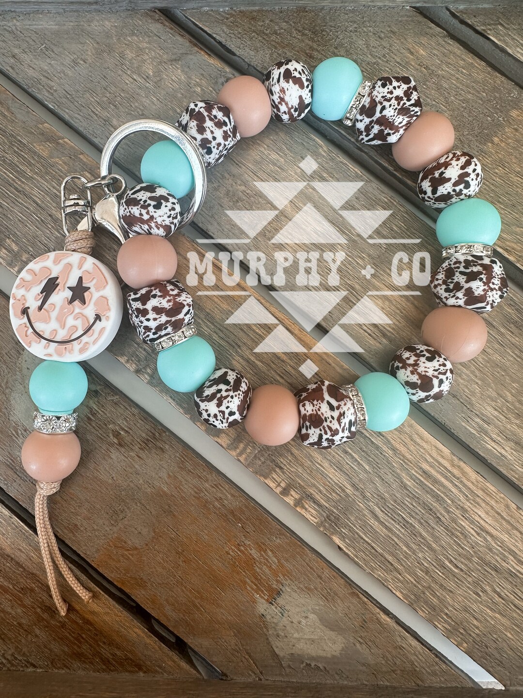 Cow Print Keychain, Western Silicone Keychain, Silicone Wristlet ...