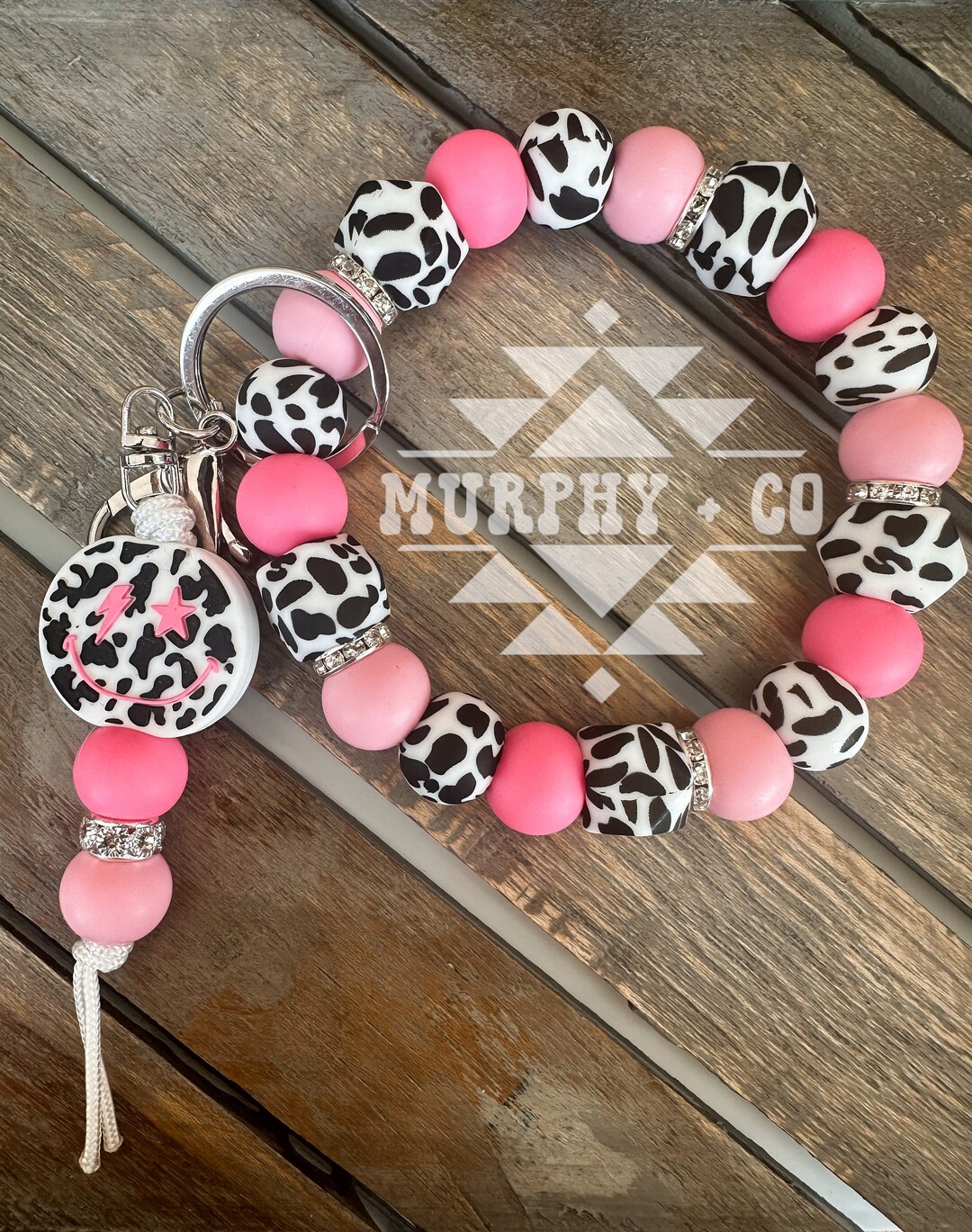 Cow Print Keychain, Western Silicone Keychain, Silicone Wristlet ...