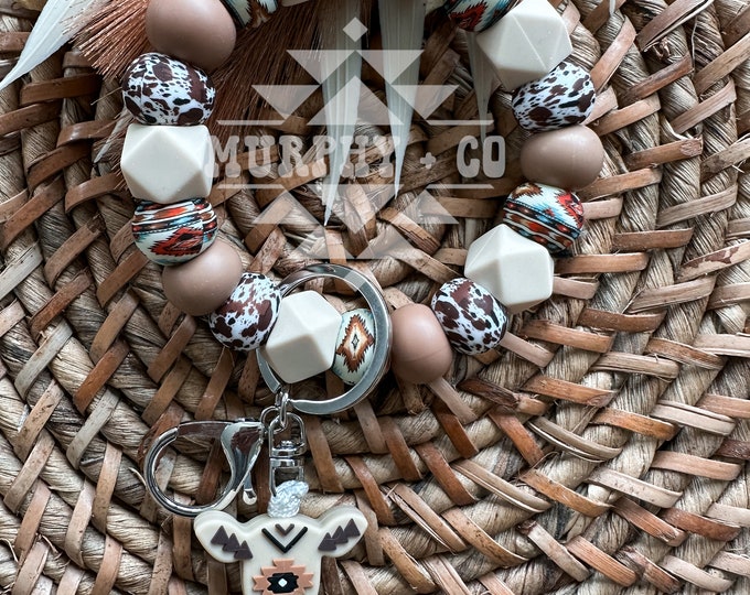Western Silicone Keychain, Cow Print Keychain, Silicone Wristlet ...