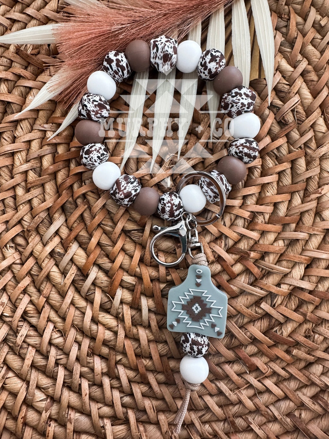 Cow Print Keychain, Western Silicone Keychain, Silicone Wristlet ...