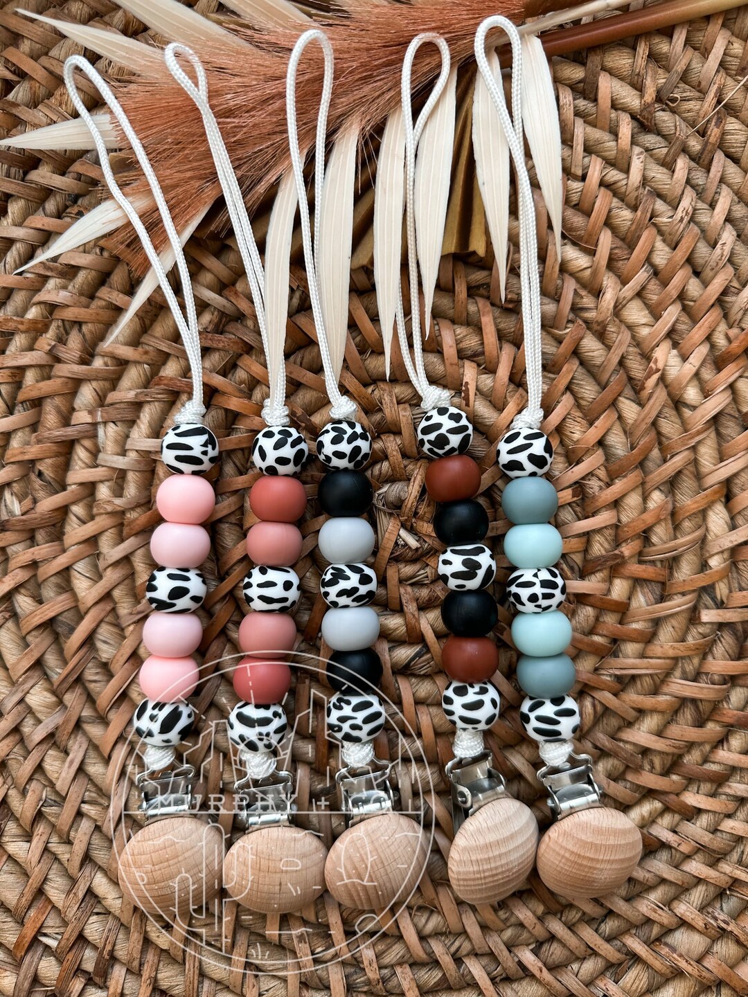 Cow Print Pacifier Clip, Western Silicone Pacifier Clip, Pacifier ...