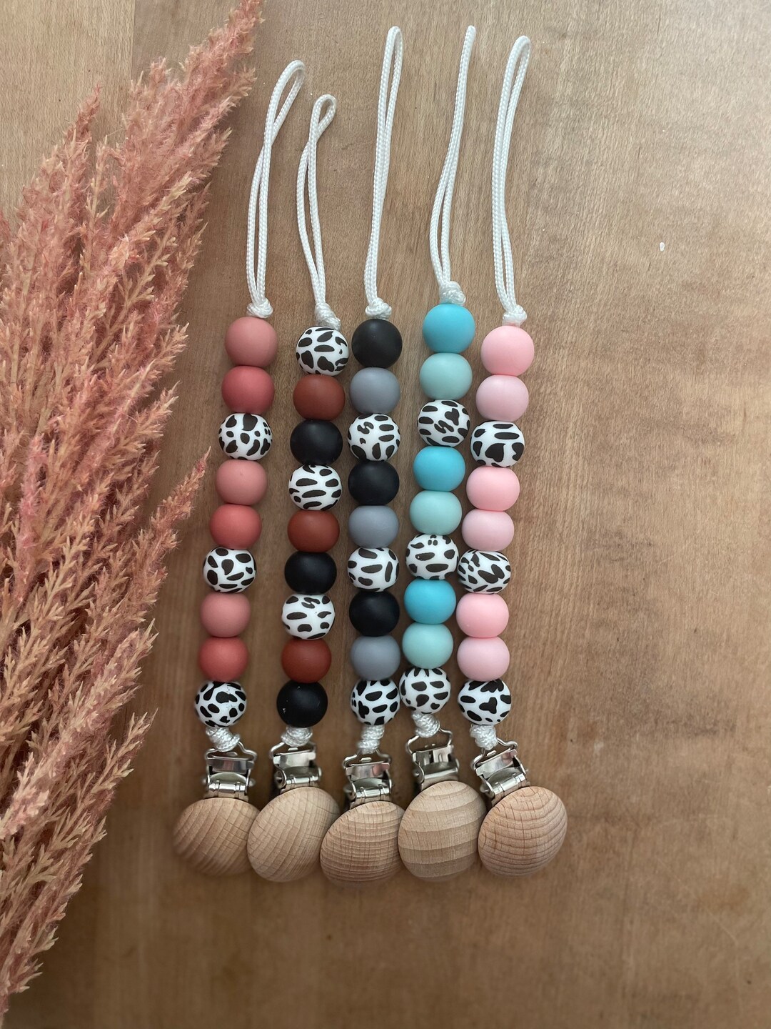 Cow Print Pacifier Clip, Western Silicone Pacifier Clip, Pacifier ...