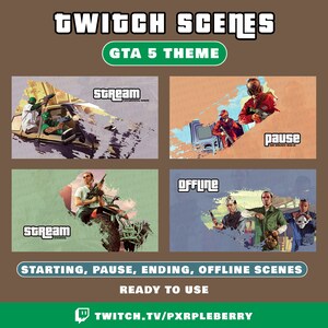 Twitch Scenes Overlays | GTA 5 Theme | Stream Starting Soon, Pause Be ...
