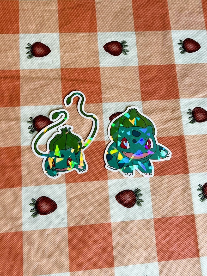 Starter Grass Type Pokemon Bulbasaur Waterproof Holographic Sticker for ...