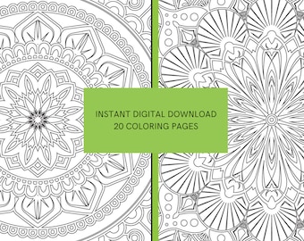 25 Pages | Adult Mandala Coloring Page | Printable Meditation and ...