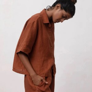 Women's Linen Shorts Set Linen Set Linen Shirt and Shorts - Etsy