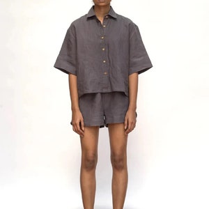 Women's Linen Shorts Set Linen Set Linen Shirt and Shorts - Etsy