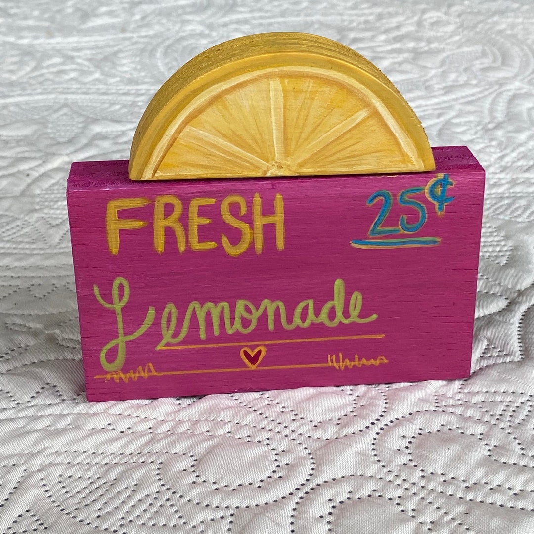 Wooden Fresh Lemonade Sign With Lemon Slice, Lemonade Stand Decor - Etsy