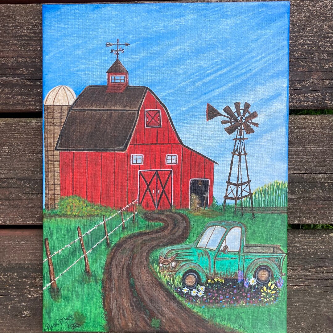 Freedom Farms, Original Acrylic Painting on 12x16 Inch Stretched Canvas ...