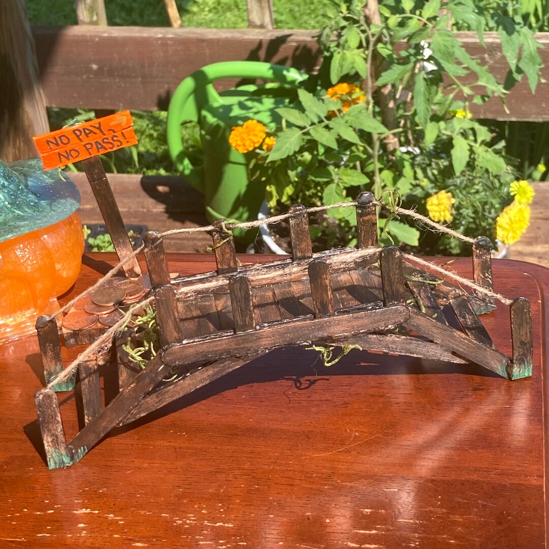 Troll Toll Bridge, Mini Handcrafted Bridge With Sign - Etsy