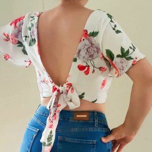 Tie Back Top Sewing Pattern Instant Download Open Back Womens Crop Top ...