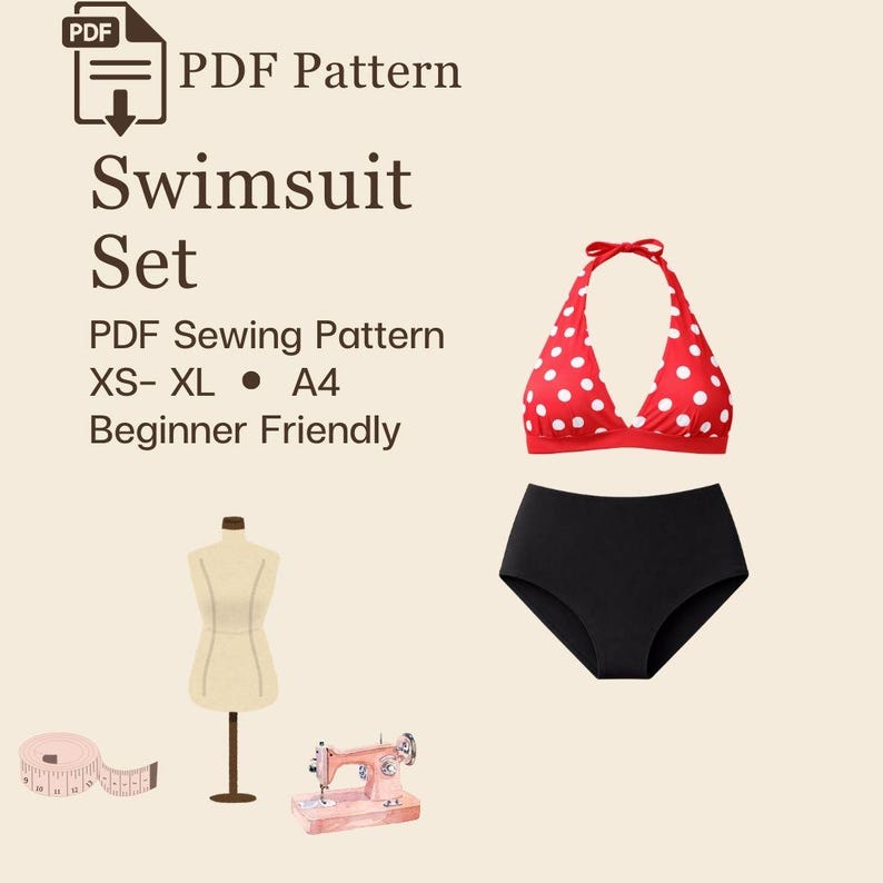 Swimsuit Sewing Pattern PDF: Beginner-friendly, XS-3XL (A4 Printable ...