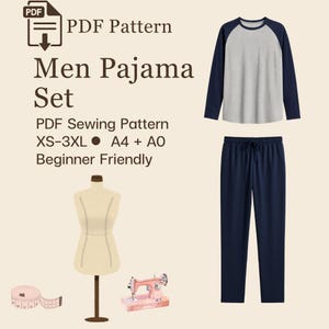Men's Pajama Set Sewing Pattern: Easy Beginner PDF (sizes XS-3XL ...