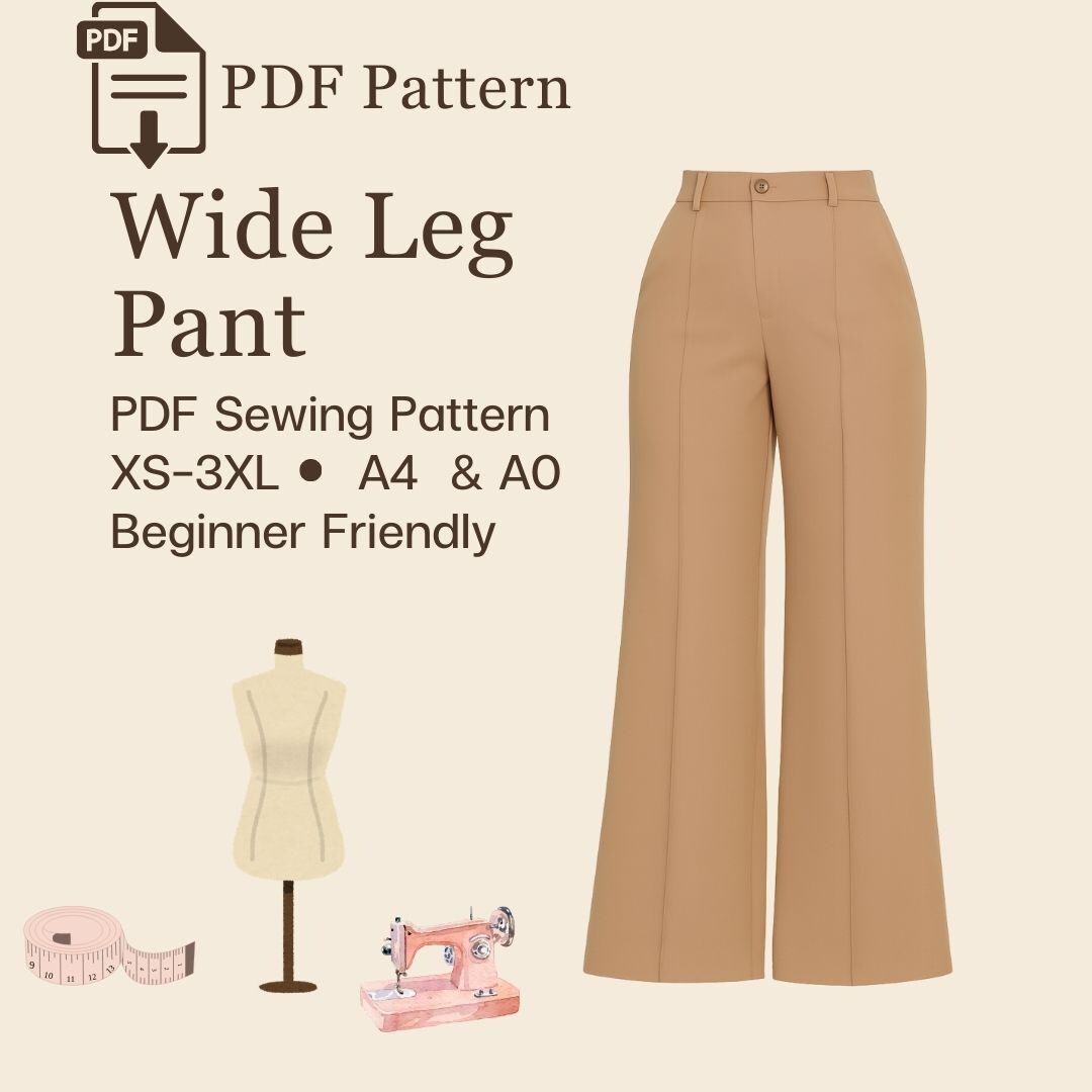 Wide Legs Pants Sewing Pattern | Sizes XS to 3XL | Instant Download ...