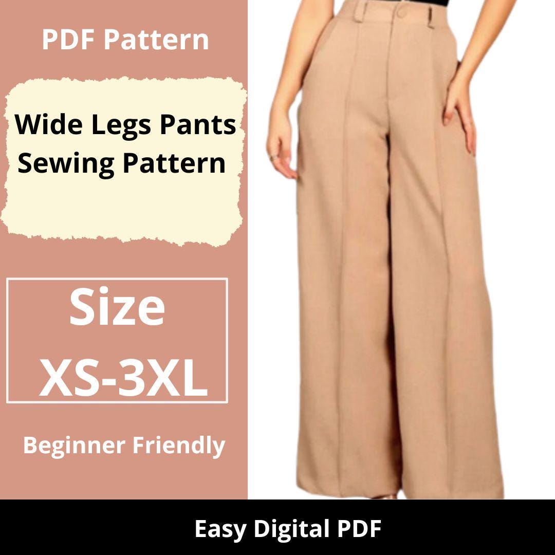 Wide Legs Pants Sewing Pattern | Sizes XS to 3XL | Instant Download ...