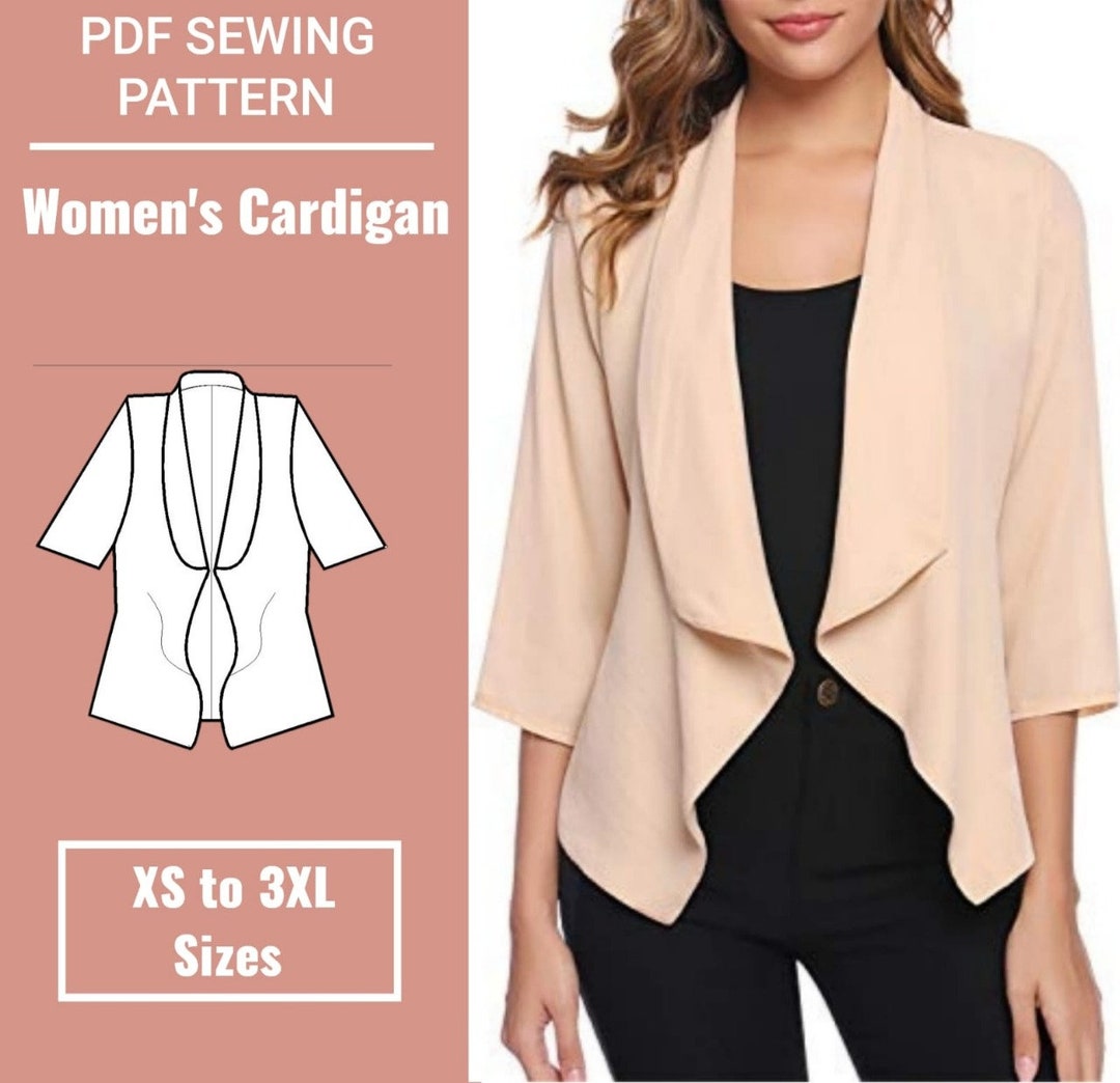 Cardigan Sewing Pattern PDF Sewing Pattern Sizes XS to 3XL Include ...
