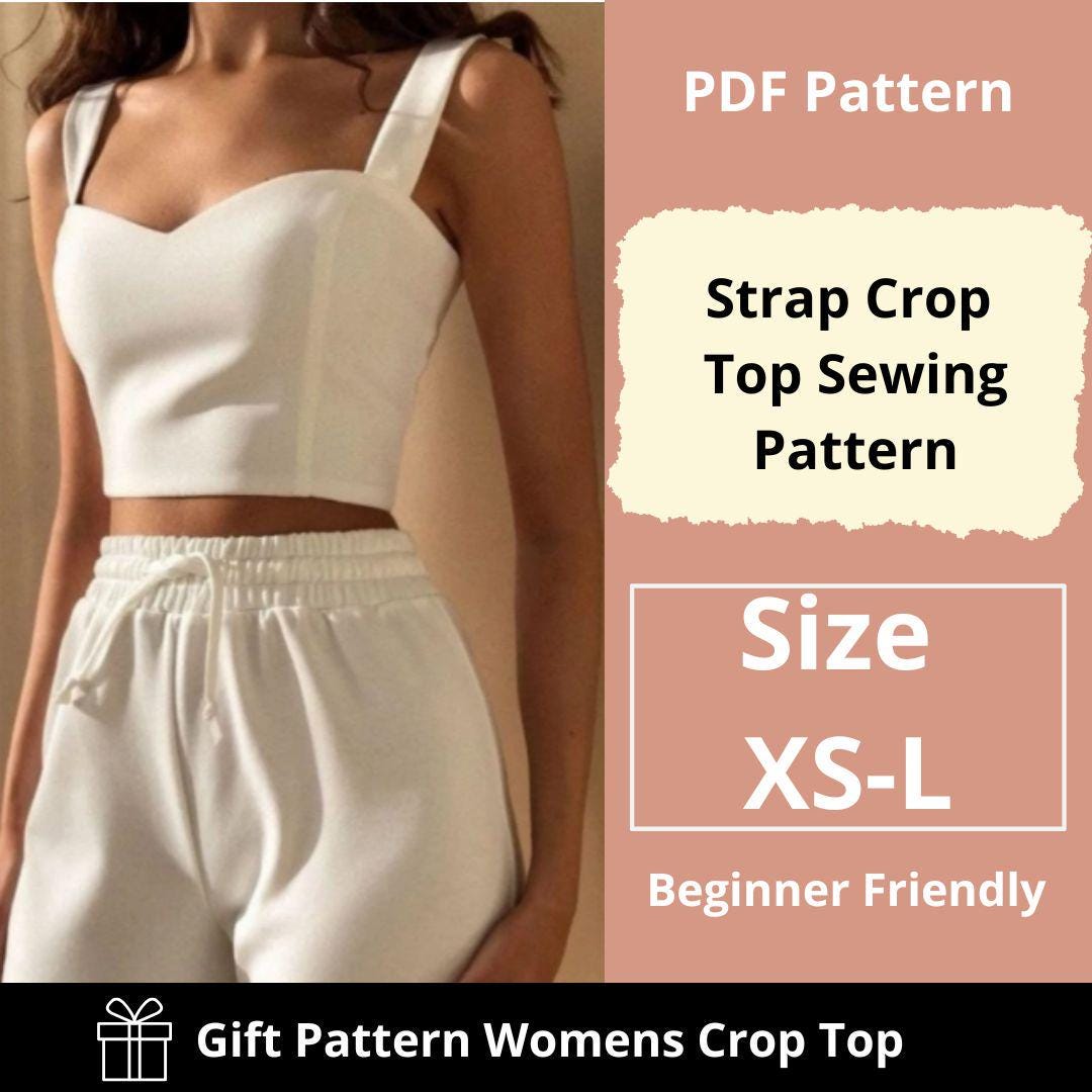 Strap Crop Top Sewing Pattern | Sizes XS to L | Instant Download | Easy ...