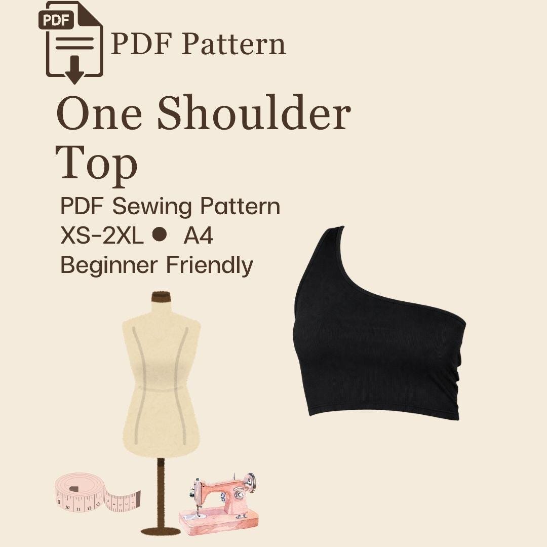 One Shoulder Top Sewing Pattern | Sizes XS to 2XL | Instant Download ...