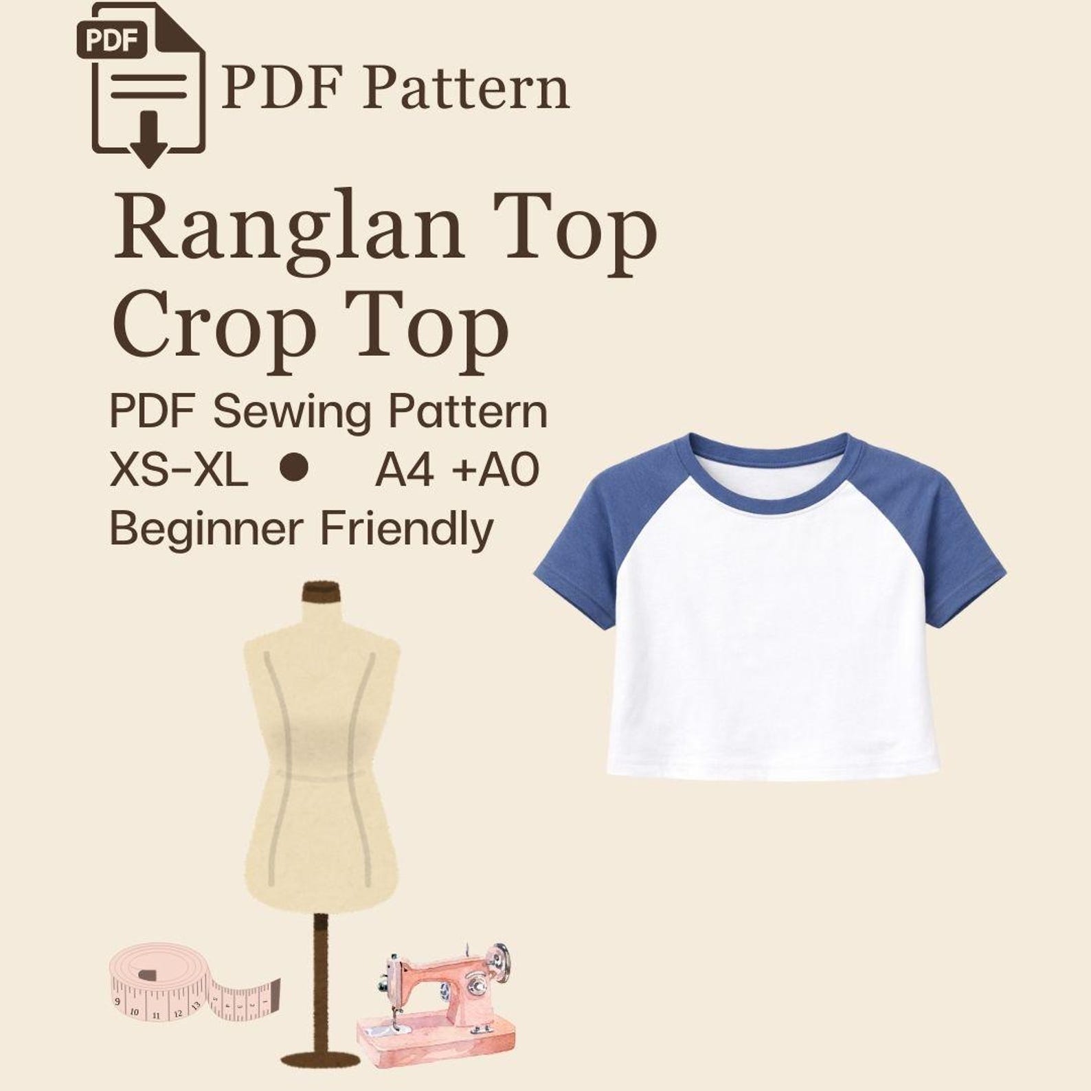 Raglan Top Sewing Pattern | Sizes XS to XL | Instant Download |easy ...