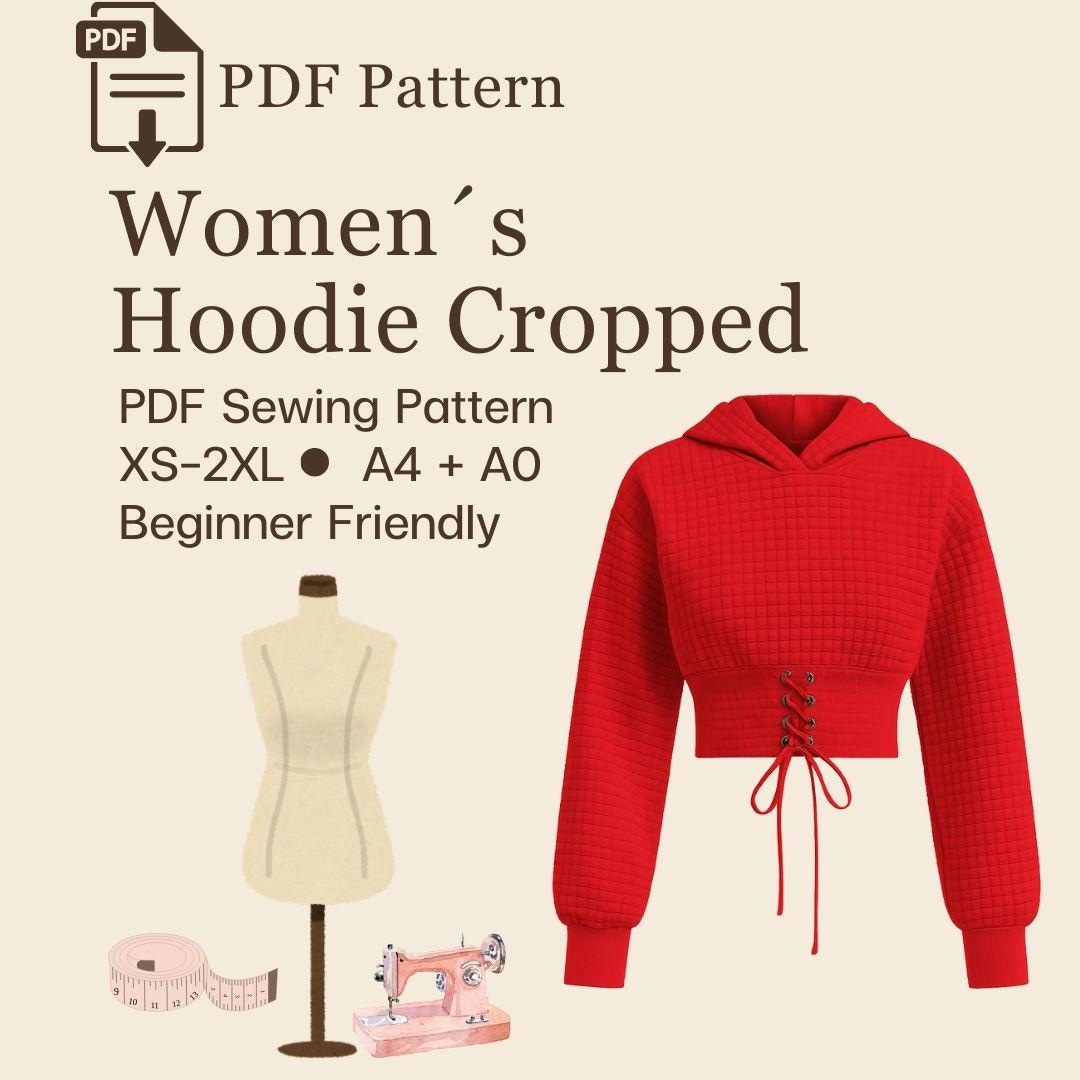 Hoodie Cropped Sewing Pattern: Beginner Friendly (PDF Digital Download ...