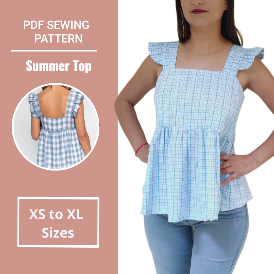 Summer Blouse Sewing Pattern Sizes XS to XL Sewing Pattern PDF - Etsy