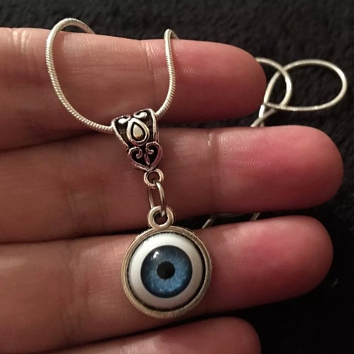 Eye Necklace Eyeball 18inch Chain Cameo Cabochon Charm Lucky - Etsy