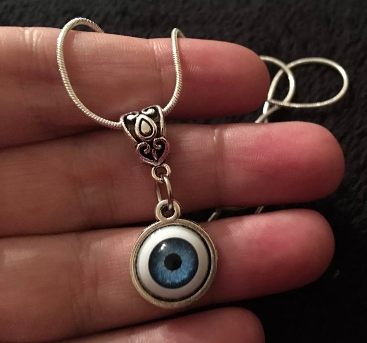 Eye Necklace Eyeball 18inch Chain Cameo Cabochon Charm Lucky - Etsy