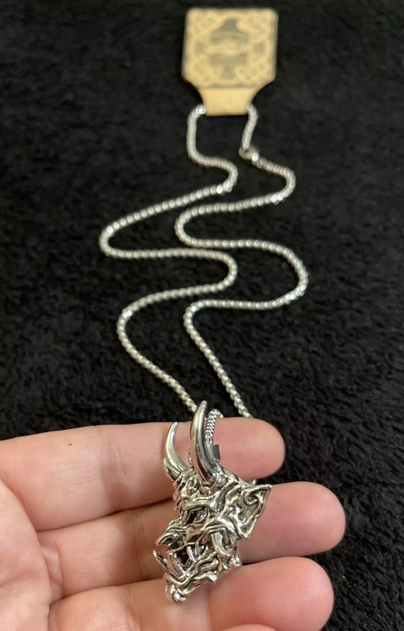 Stainless Steel Japanese Devil Pendant Necklace on 18inch Stainless Steel Japanese Devil Pendant Necklace on 18inch