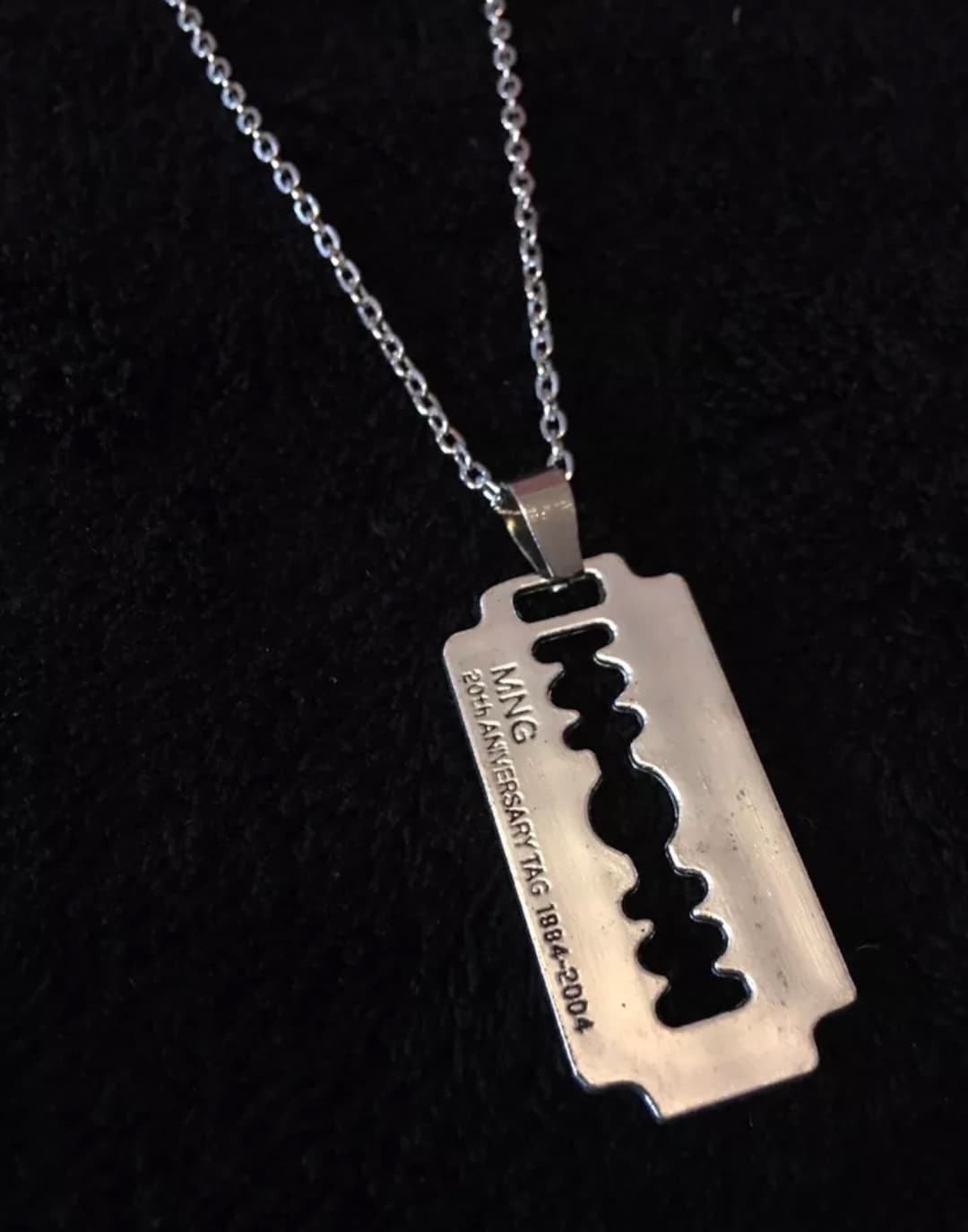 Large Razor Blade Necklace Boho Rockabilly Pendant 24 Inch Chain Gothic ...