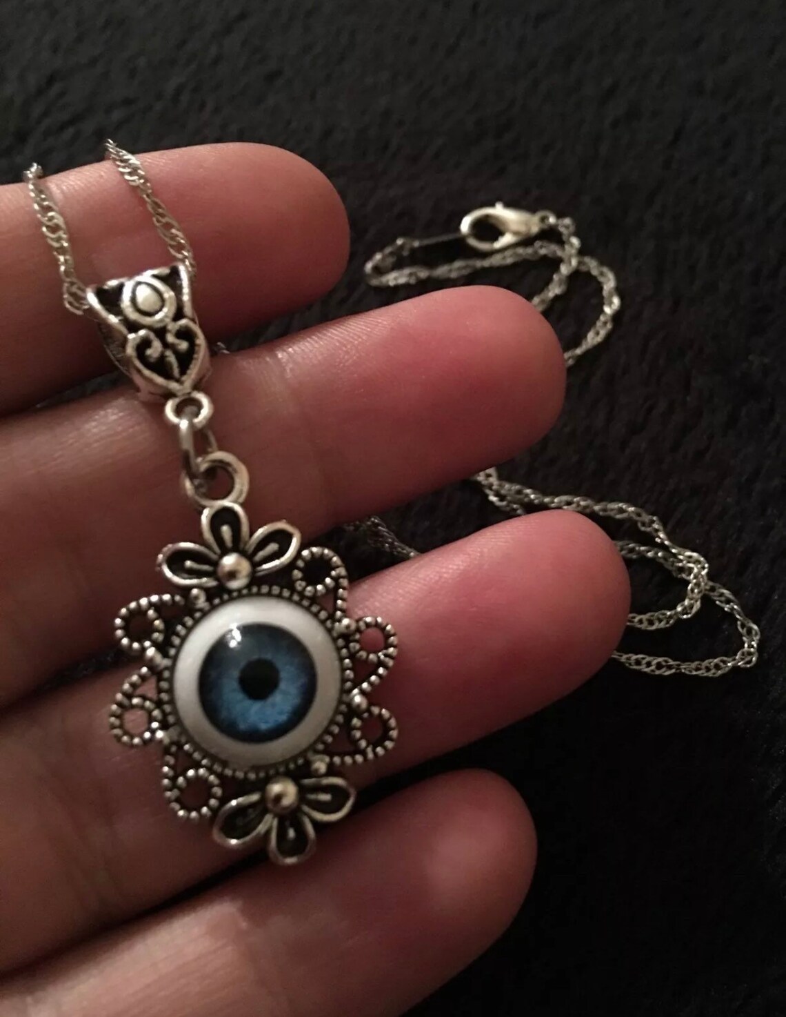 Small 3D Eye Necklace Eyeball Pendant on 18 Inch Chain Cameo Cabochon ...