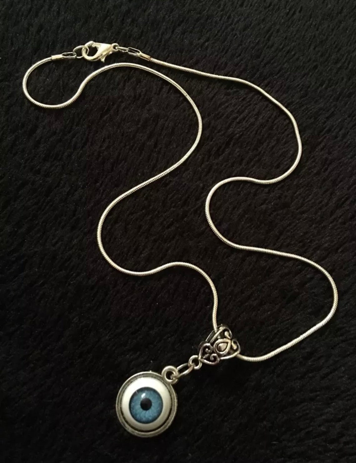 Eye Necklace Eyeball 18inch Chain Cameo Cabochon Charm Lucky Protection ...