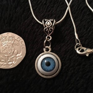 Eye Necklace Eyeball 18inch Chain Cameo Cabochon Charm Lucky Protection ...