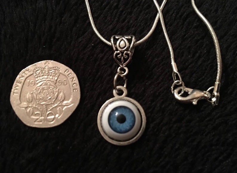 Eye Necklace Eyeball 18inch Chain Cameo Cabochon Charm Lucky Protection ...