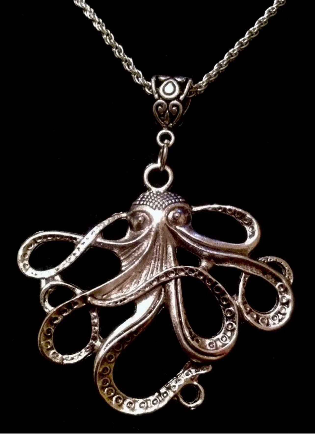 Octopus Pendant Necklace Animal Pendant Silver on 24 Inch Chain - Etsy